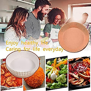 XWNZQDD Air Fryer Disposable Paper Liner, 100pcsNon-stick Disposable air Fryer Liner, Oil Proof, Waterproof, Suitable For air Fryer, Microwave Oven, Baking Cooking (100Pcs-6.3 inch), Yellow, 7.8x7.8