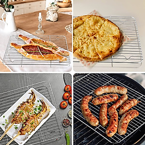 Leonyo 13" Rectangular Basting Cover with 11"x 9" Cooling Rack, Cheese Melting Dome & Wire Rack for Baking, Griddle Accessories with Steam Dome Lids Baking Racks for Oven, BBQ Flat Top Grill Cooking