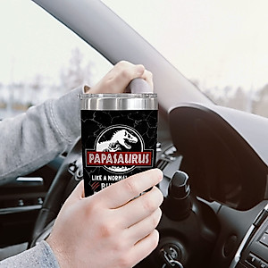 OASSIE Father's Day Gifts For Dad from Daughter Son - Saurus Papa 20 oz Stainless Steel Insulated Coffee Tumbler with Lid - Fathers Day Christmas Birthday Gifts For Dad Father Papa, Cool Stuff for Men