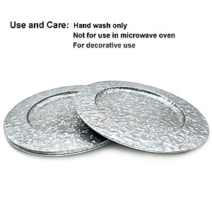 KX-WARE Silver Galvanized Steel Charger Plate, 13-inch Classic Charger Plates Dinnerware Dishes, Set of 6