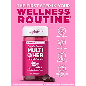 Multivitamin for Women | 60 Gummies | Non-GMO & Gluten Free | Plus Collagen & Biotin | Mixed Berry Flavor | by PINK
