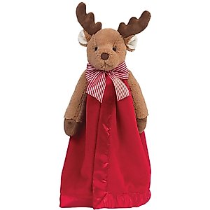 Bearington Baby Lil' Reindeer Snuggler, 15 Inch Christmas Plush Stuffed Animal Security Blanket Lovey for Babies