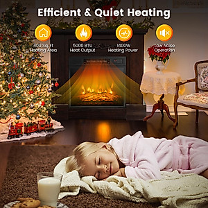 SIMOE 32" Electric Fireplace with Mantel,Package Freestanding Fireplace Heater with Remote Control & Overheat Protection & Adjustable Flame,Indoor Fireplace Mantel for Living Room,Bedroom,Brown