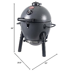 Char-Griller® AKORN® Jr. Portable Kamado Charcoal Grill and Smoker with Cast Iron Grates and Locking Lid with 155 Cooking Square Inches in Ash, Model E86714