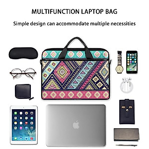 Paisley Ethnic Mandala Laptop Computer Bag Waterproof Shoulder Messenger Bag 13-15 inch Durable Laptop Tote Bag with Shoulder Strap Handle Lightweight Crossbody Briefcase