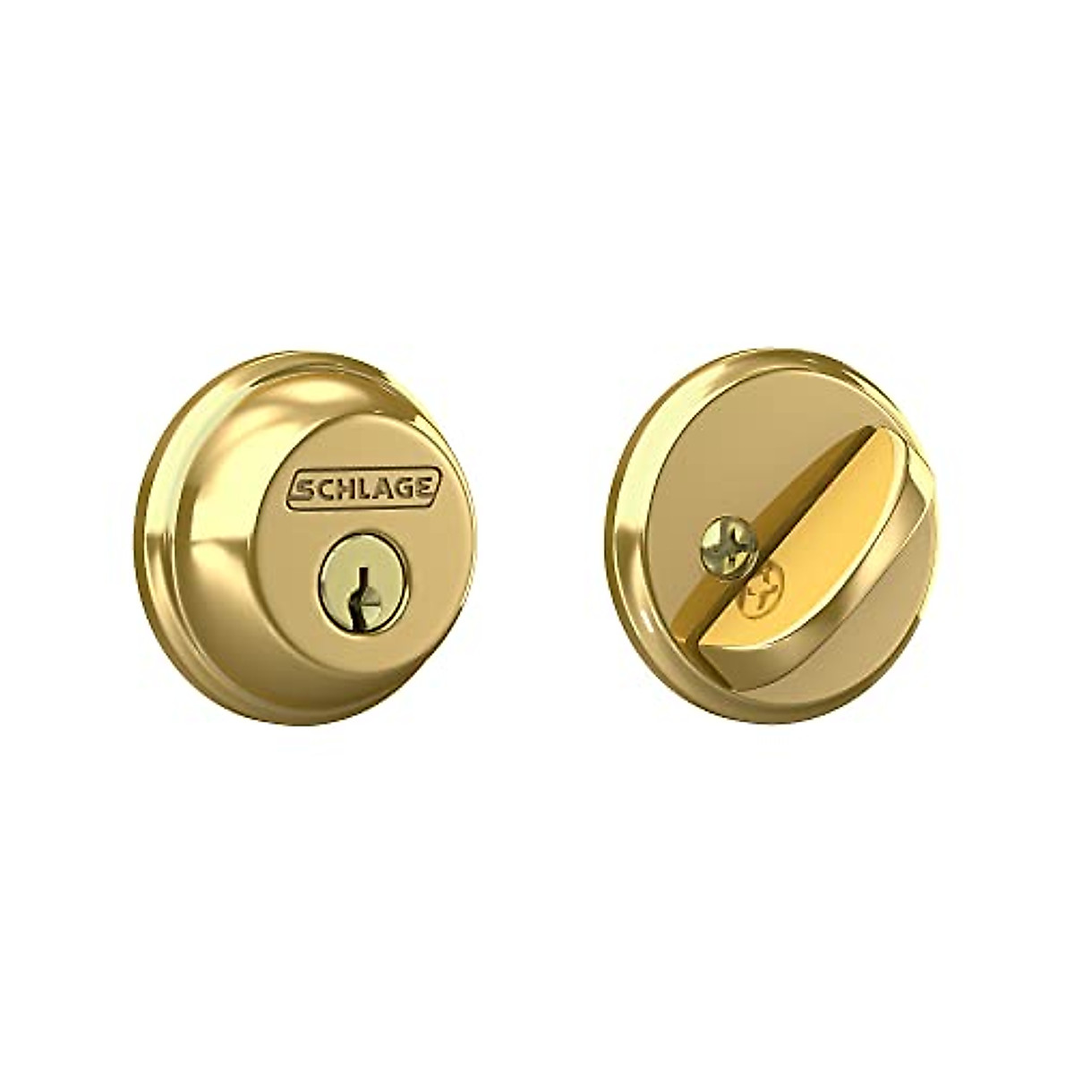 SCHLAGE B60N505 Deadbolt, Keyed 1 Side, Bright Brass