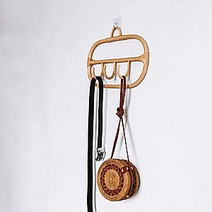 PURPLELILY Nordic Natural Rattan Wall Hooks Clothes Hanger Hanging Hat Coat Organizer Rack Home Hotel Kids Room Decoration Home Kids Room Decoration