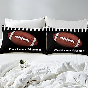 Erosebridal Personalized Customize Name Bedding Sets for Boys Full Size American Football Bedding Customize Name for Toddler Girls Teens Sports Games Fans Duvet Cover Geometry Stripe Comforter
