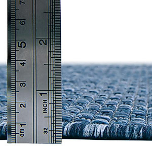 Unique Loom Collection Casual Transitional Solid Heathered Indoor/Outdoor Flatweave Area Rug, Rectangular 9' 0" x 12' 0", Blue/Navy Blue