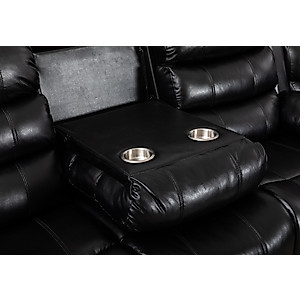 Recliner Sectional Sofa Couches with LED Light for Living Room Home Theater with Cup Holders Console Table Storage