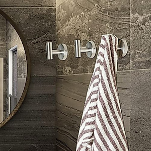 Coat Hook Single Towel/Robe Clothes Hook for Bathroom Kitchen Closets , Square Style Wall Mounted, Brushed Finish,304 Stainless Steel,4 Pack (Brushed Nickel)