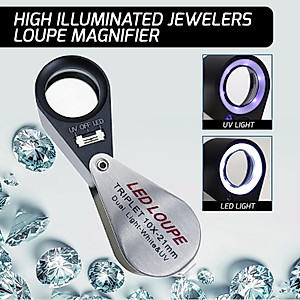 10 x 21mm Mini Folding Illuminated Loupe Jewelry Magnifier Pocket with LED Light, for Gems Jewelry Jewelers Eye Rocks Stamps Coins Watches Hobbies Antiques Gems
