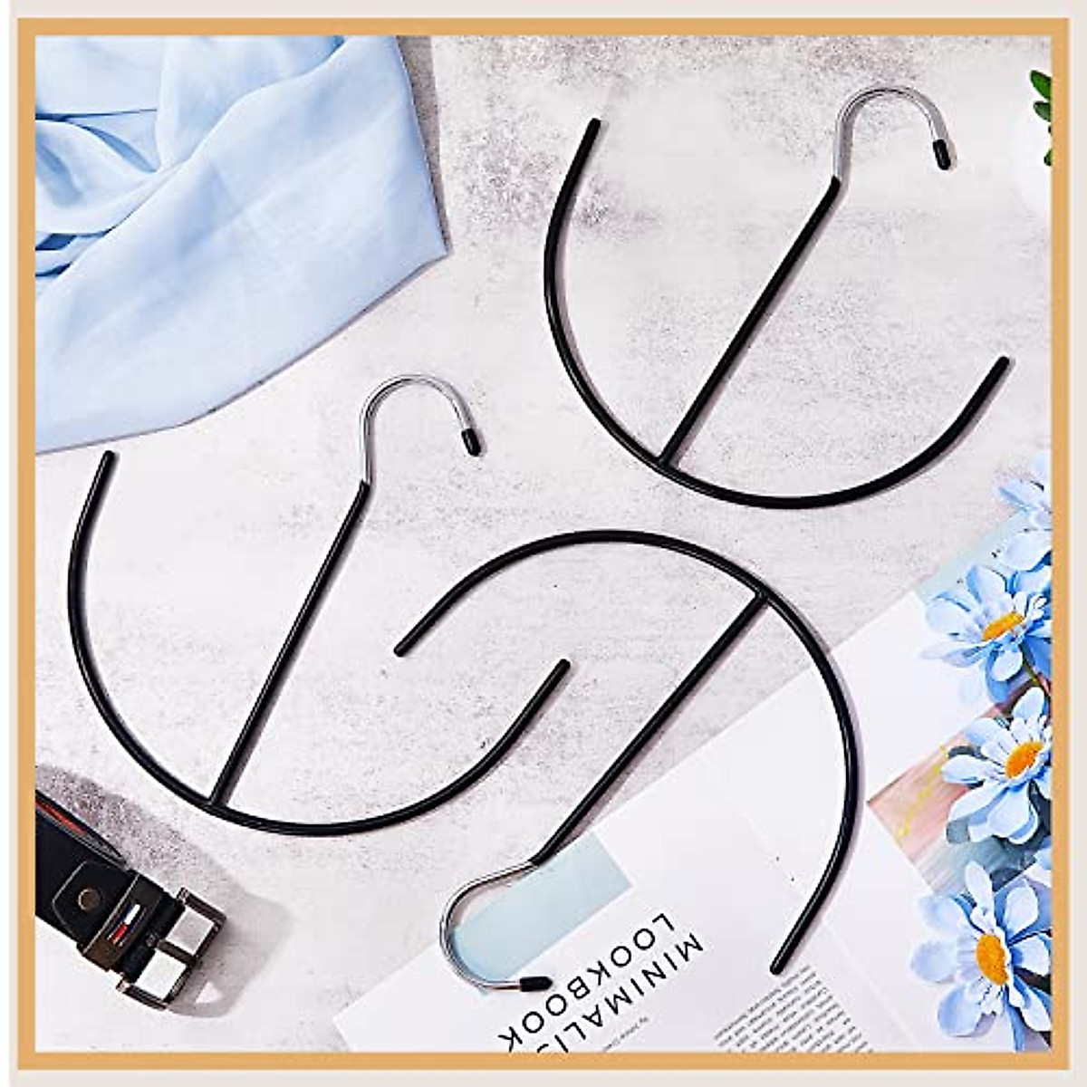 6 Pieces Belt Hanger for Closet Space Saving Black Belt Organizer Hanging Tie Hanger Multi Purpose Tie Rack Closet Organizer Hook Rack for Belt Ties Scarves Camisoles Hats Bras Shoes Organization