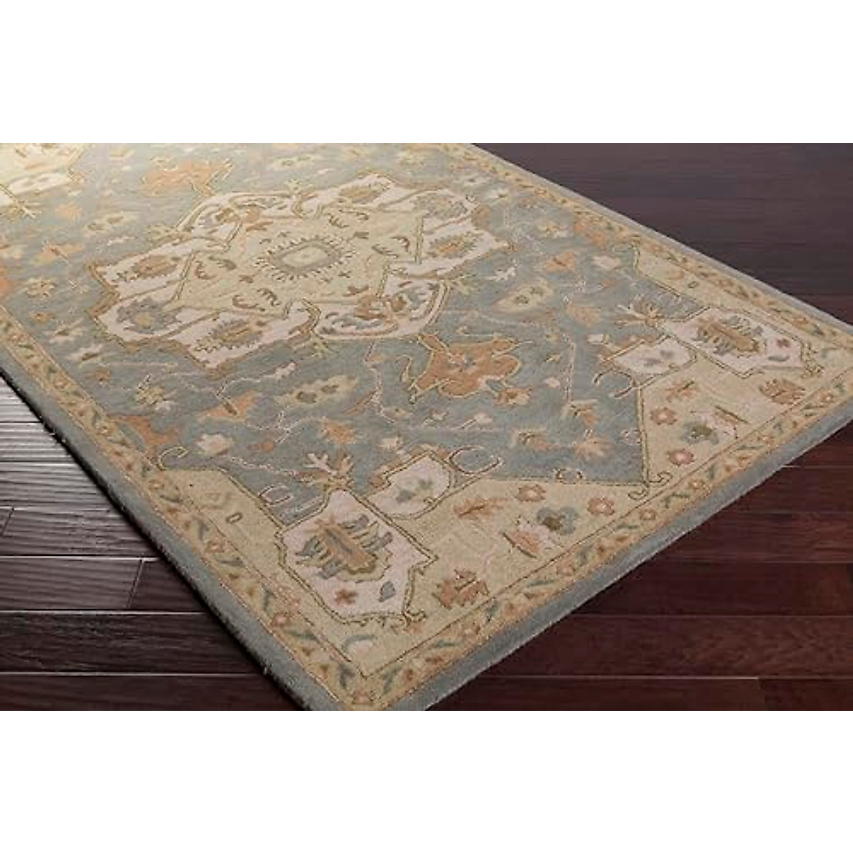 Mark&Day Wool Rugs, 8x10 Roblin Traditional Medium Gray Area Rug, Brown Blue Beige Carpet for Living Room, Bedroom or Kitchen (7'6" x 9'6")