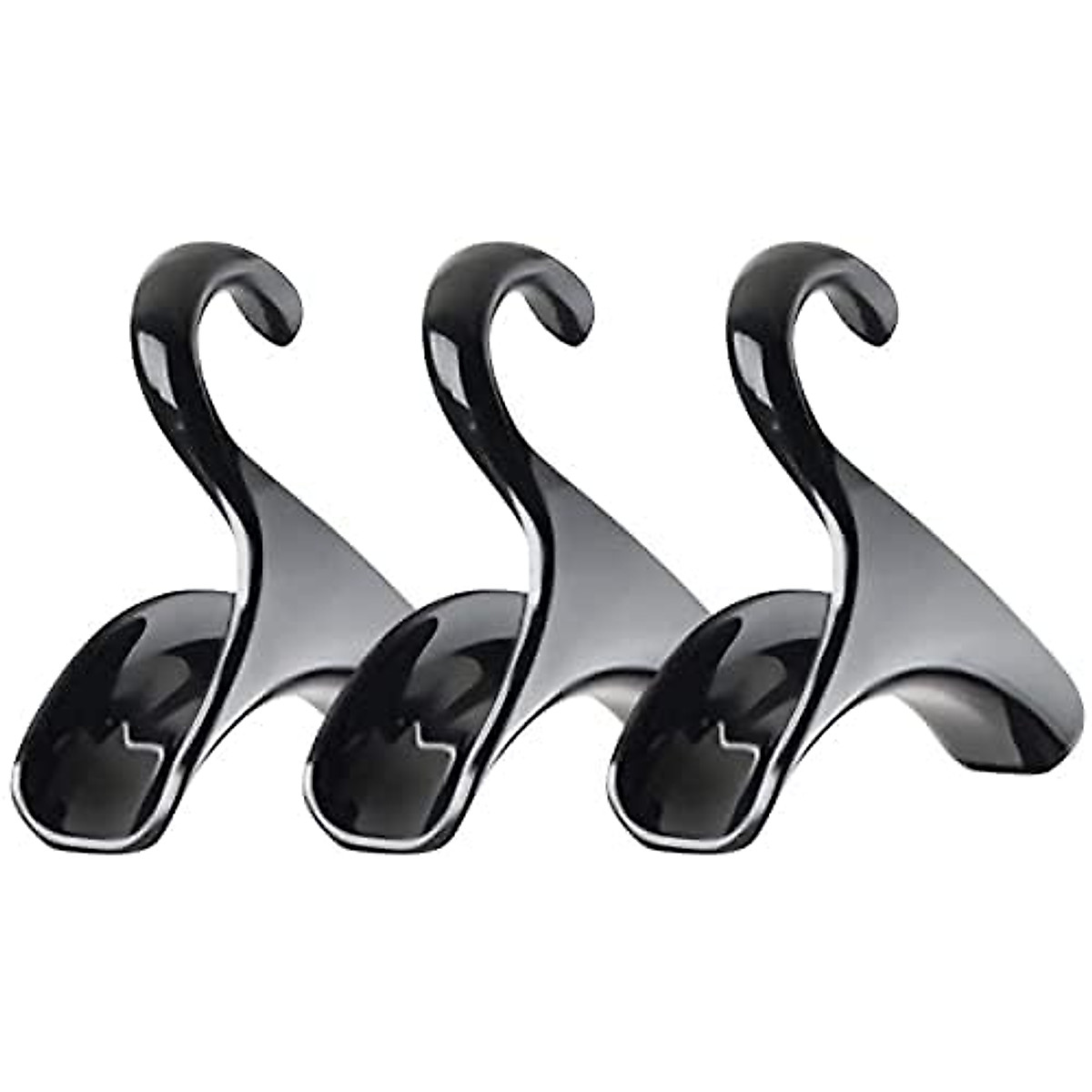 Bag-a-Vie Purse Hanger for Closet - Handbag Organizer Hooks for Hanging Bags & Purses, Protecting Bag Shape & Organizing Space (3 Hangers, Black Plastic)