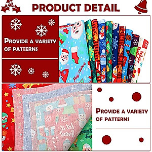 20 Pieces Christmas Fabric Fat Quarters Christmas Fabric Bundles Precut Fabric Squares Christmas Tree Snowflake Printed Fabric Scraps for Dress Apron DIY Crafts (Vivid Pattern, 10 x 10 Inch)