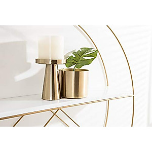 Kate and Laurel Delmar Modern Wall Shelf, 26 x 21, White and Gold, Glamorous Geometric Wall Decor