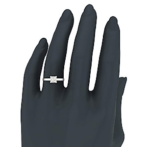 Diamond Engagement Rings for Women GIA Certified Princess Solitaire Diamond Ring 14K White Gold 0.50 carat (L,I2) (Ring Size 10)