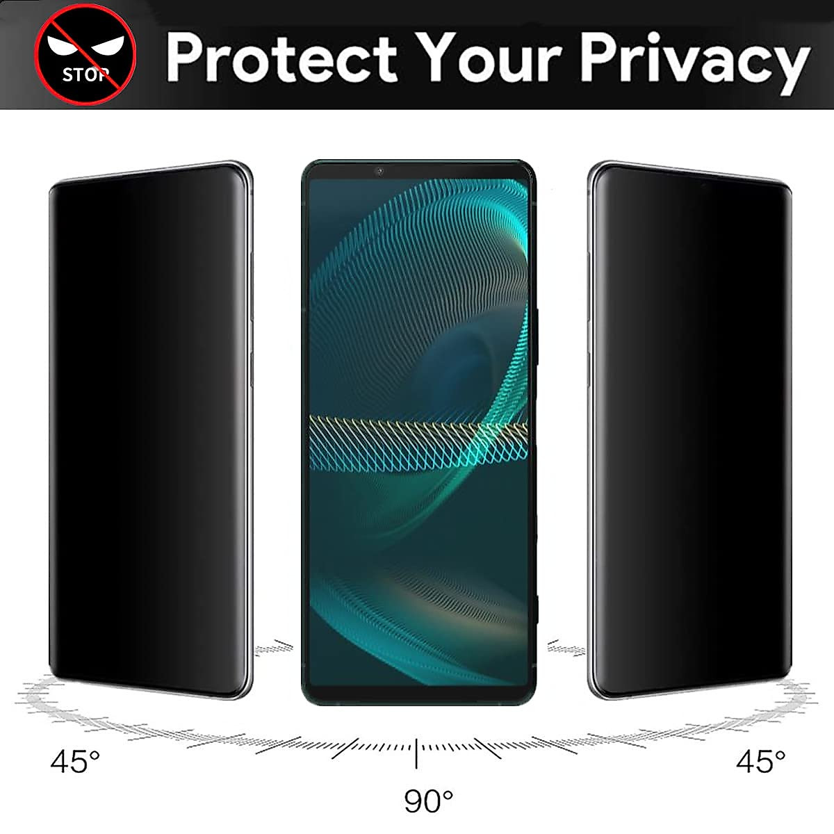 AISELAN for Sony Xperia 5 III Anti-Spy Tempered Glass, [2 Pcs] 9H Hardness Anti-Scratch Anti-Peeping Privacy Screen Protector Proteceive Film for Sony Xperia 5 III Phone