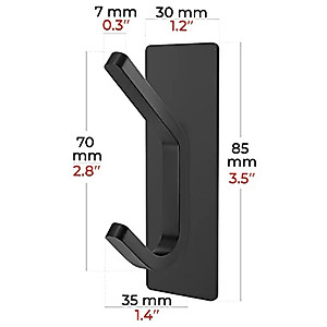 SAYONEYES Matte Black Adhesive Towel Hooks for Bathrooms - SUS304 Stainless Steel Waterproof Wall Hooks with Strong Adhesive Tapes – 3M Towel Hooks for Bathroom, Bedrooms, Kitchen – 4 Pack