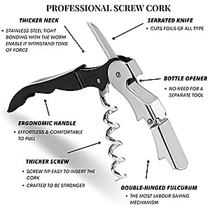 Onestep Club | 2 Wine Glass Holder Under Cabinet Screw Mounted with 2 Corkscrew Bottle Opener Glass Storage Rack for Kitchen Restaurant Undermount Metal Organizer Glasses Storage Hanger Black