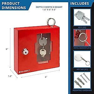 BARSKA Breakable Emergency Key Box, Red, Small