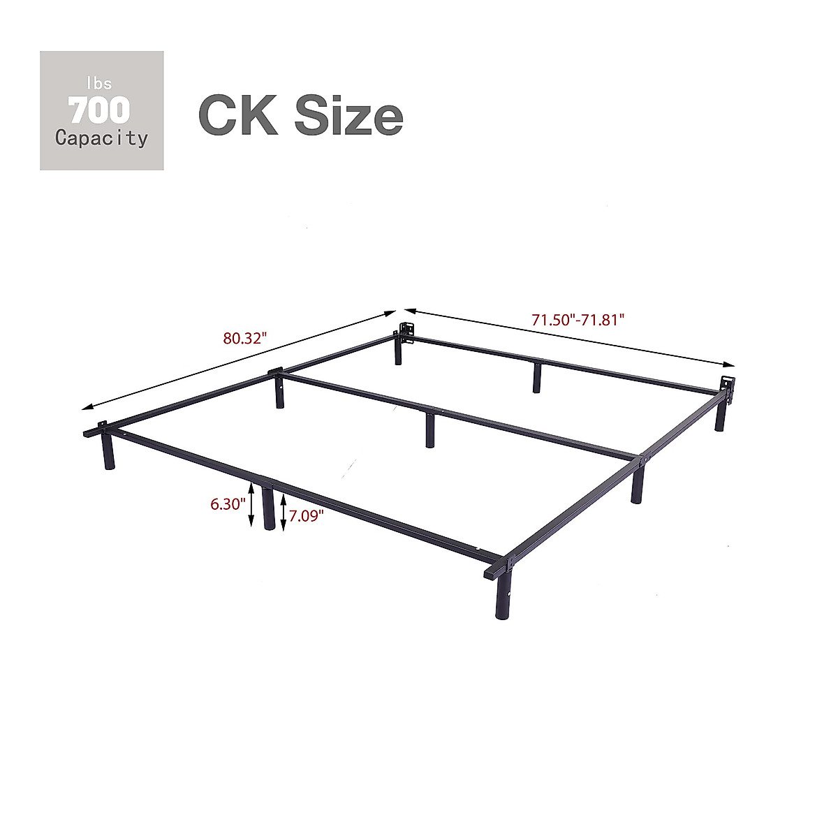 Nightell 7 Inch Metal Platform California King Bed Frame,Bed Base for Box Spring,Non-Slip,Easy Assembly,Heavy Duty Cal King Bed Frame Black