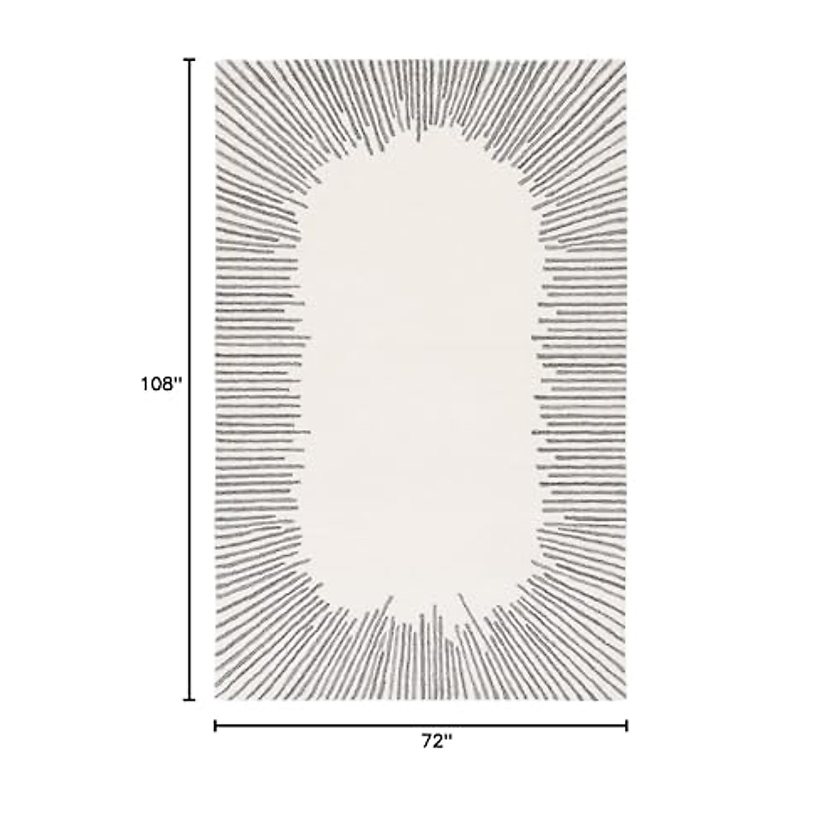 SAFAVIEH Fifth Avenue Collection Area Rug - 6' x 9', Ivory & Grey, Handmade Modern Abstract Stripe Border Wool, Ideal for High Traffic Areas in Living Room, Bedroom (FTV129G)