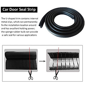 Automotive Weather Stripping 25Ft Car Door Rubber Seal Strip with Side Bulb Rubber Edge Trim for Cars Campers Trucks Boats RVs