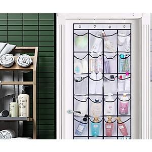 AOODA 28 Large Mesh Pockets Over The Door Shoe Rack, Hanging Shoe Organizer for Closet Hanging Shoe Rack Holder Hanger, White