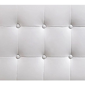 Modway Emily Tufted Button Faux Leather Upholstered Twin Headboard in White