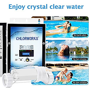 CHLORWORKS Saltwater Pool System Chlorine Generator - up to 40,000 Gallons