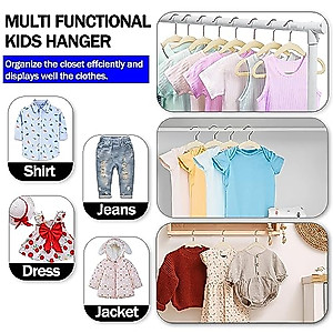 GVTECH Kids Hangers Velvet, [50 Pack] Children Cloth Durable Baby Hangers for Closet - Perfect Infant Toddler Kid Hanger for Everyday Use, Non Slip 360° Hooks for Shirt, Pant, Dress (50 Pack, Ivory)