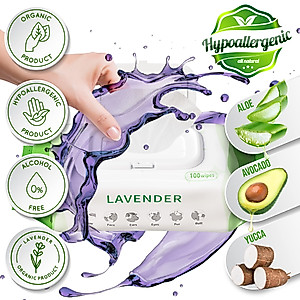 Petazy Dog Wipes for Paws and Butt Ears Eyes | Organic Pet Wipes for Dogs | Hypoallergenic Lavender Scented Dog Wipes Cleaning Deodorizing | Extra Thick Plant Based Wipes Dogs Cats Pets | 100 Count