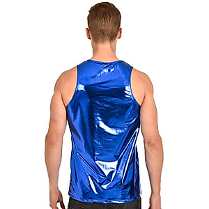 Gary Majdell Sport Men's Liquid Metallic Muscle/Tank Top Shirt (Liquid Blue, Medium)