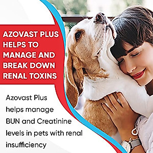 Azovast Plus Kidney Health Supplement for Dogs & Cats, 120ct - NO Refrigeration Required - Help Support Kidney Function & Manage Renal Toxins - Renal Care Supplement Capsule(U.S.A) (120 Caps)