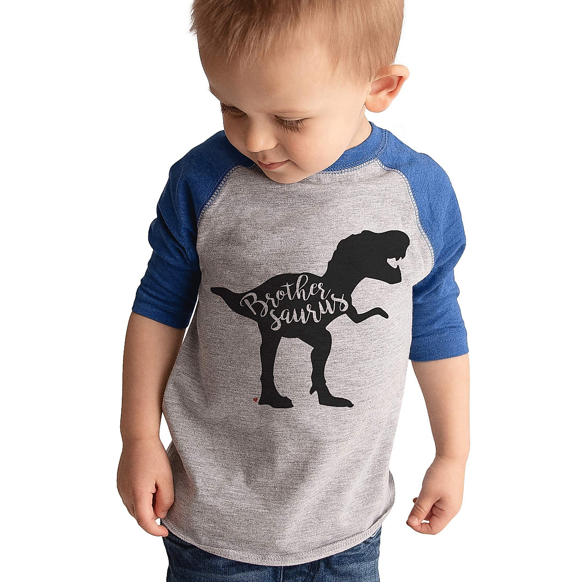 7 ate 9 Apparel Boy's Brother Dinosaur Blue Raglan Tee 18 Months