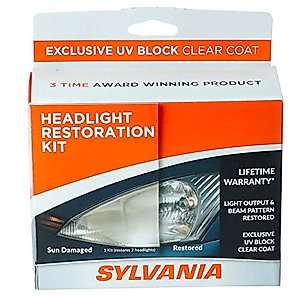 SYLVANIA - Headlight Restoration Kit - 3 Easy Steps to Restore Sun Damaged Headlights With Exclusive UV Block Clear Coat, Light Output and Beam Pattern Restored, Long Lasting Protection