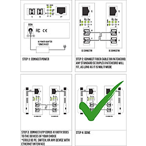 Multimode SC 850nm Gigabit Fiber Media Converter - Built-In SC Fiber Module 550m (0.34 miles) – to UTP Cat5e Cat6 10/100/1000 RJ-45 – Auto Sensing Gigabit | Fast Ethernet Speed - Jumbo Frame - LLF