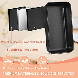 Herogo Non-Stick Loaf Pan Set of 2, Stainless Steel Rectangle Bread Loaf Pans for Homemade Bread, 9 x 5 Inch Black Meatloaf Bakeware for Baking Lasagna Brownie, Oven Safe