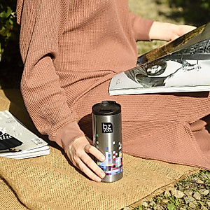 BZYOO Brew 12oz Stainless Vacuum Insulated Skinny Tumbler Coffee Drinking Mug Water Thermal Bottle with Leak Proof Lid for Everyday Use Holiday Gifts (La La Mandala Dusty Pink)