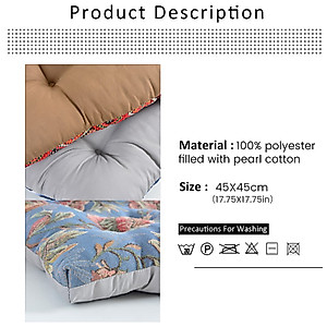 Chair Cushions for Dining Chairs 6 Pack - Thickening European Style Kitchen Chair Cushions Set of 6 with Ties, Flower U-Shaped Tufted Chair Cushions for Kitchen Sofa Office Room Decor