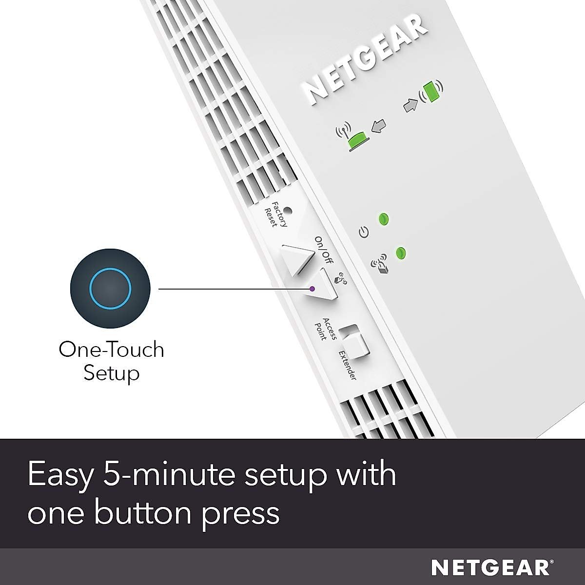 NETGEAR Wi-Fi Mesh Range Extender EX6250 - Coverage up to 2500 sq.ft. and 25 devices with AC1750 Dual Band Wireless Signal Booster & Repeater (up to 1750Mbps speed), plus Mesh Smart Roaming (Renewed)