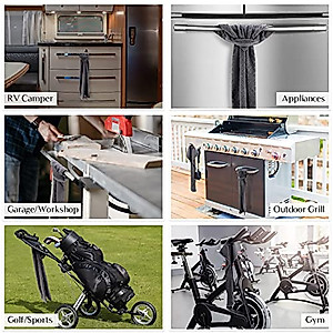 Grey Hand Towels with Hanging Loops - Set of 2 Gray Kitchen Towels, Hanging Kitchen Towels with Hanging Loop, Grey Dish Towels with Loops for Hanging, Oven Towel Loop Without Buttons or Snaps (Long)