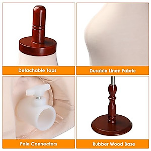 Bonnlo Upgraded Kid Dress Form, 2-3 Years Old, 3-4 Years Old, Toddler Mannequin Torse with Adjustable Rubber Wood Stand for Dress Jewelry Display (0.5-1 Years Old)