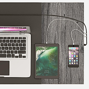 HOOBRO Computer Desk, Home Office Desk with Power Outlet, Modern Study Writing Desk with 3 Hooks for Study Room, Home Office, Sturdy and Stable, Easy to Assemble, Charcoal Gray and Black BC40UDN01