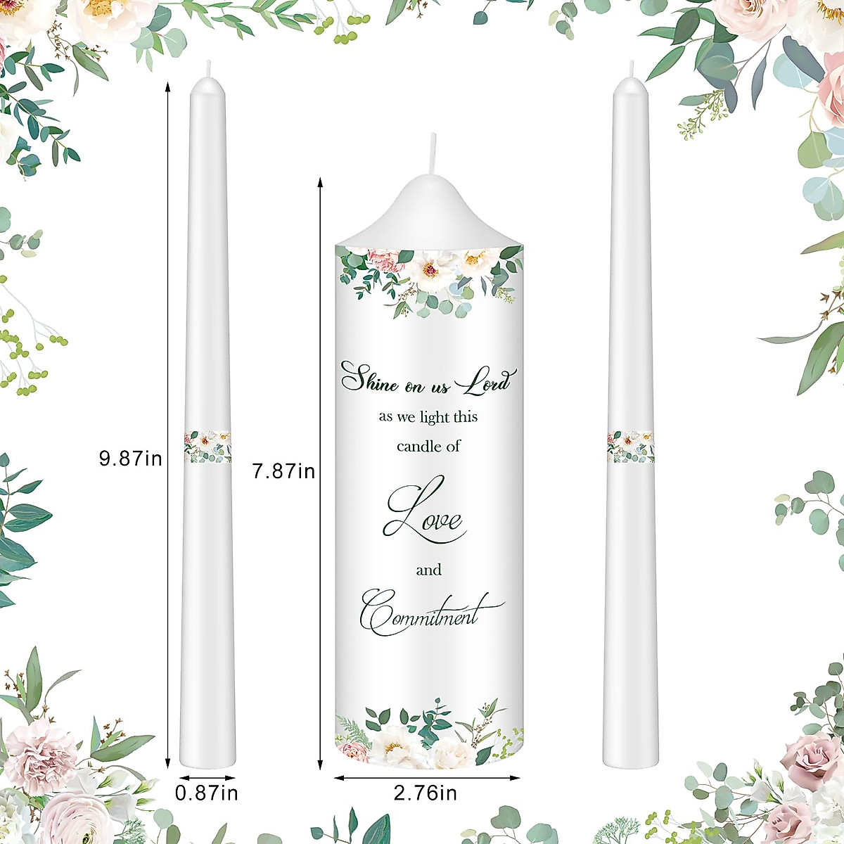 Layhit Unity Wedding Candles Ceremony Set with Glass Candlesticks Holders Wedding Accessories and Decor Unity Candle Set for Religious Wedding Anniversary Big Events Gifts for Couple