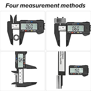 Electronic Digital Caliper, Plastic Vernier Caliper, Caliper Measuring Tool with Inch/Millimeter Conversion, Extra Large LCD Screen, 0-6 Inch/0-150 mm, Auto Off Featured Micrometer Ruler