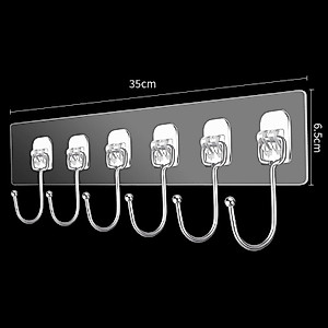 Venupple Adhesive Coat Rack with 6 Hooks, 4 Packs Heavy Duty Wall Hook for Hanging Coat Hat Towel Purse Robes Keys Mudroom Bathroom Entryway, Coat Hooks