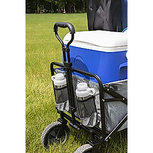 Mac Sports Collapsible Folding Outdoor Utility Wagon (Wagon with Side Table (Utility, Light Grey)